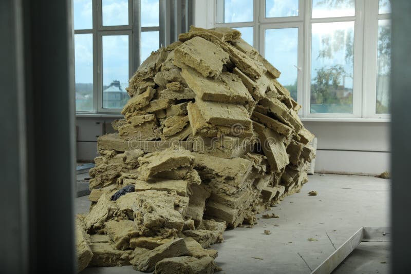 Heap of Thermal Insulation Material in Room Stock Photo - Image of ...