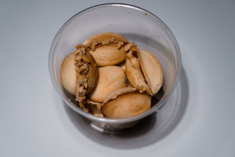 Heap of Traditional Fortune Cookies with Nut Filling Inside Clear ...
