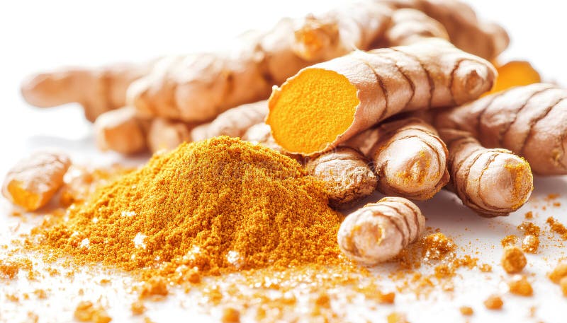 Heap of Turmeric Powder Isolated on White Stock Image - Image of ...