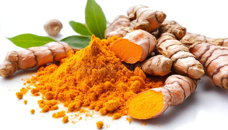 Heap of Turmeric Powder Isolated on White Stock Photo - Image of ...