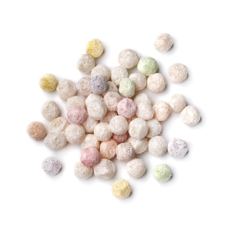 Heap of Uncooked Colorful Tapioca Pearls Close Up on White Background ...