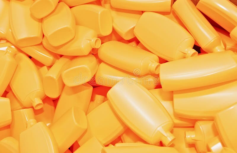 Heap of Yellow Plastic Bottles Stock Image - Image of shampoo, lipstick ...