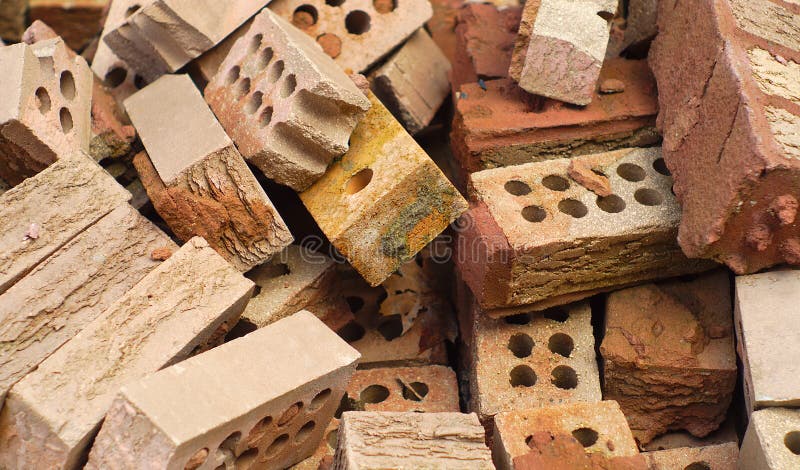 Heaps of Many Red Bricks Demolition Masonry Stock Image - Image of ...