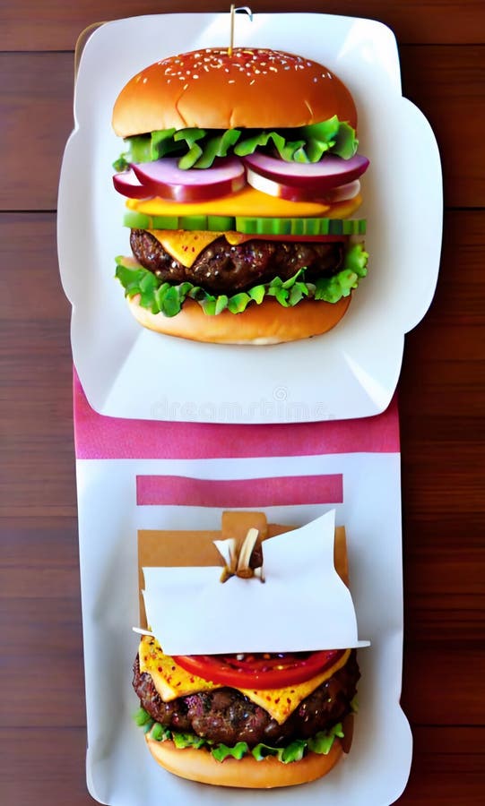 Heaps of Multi-layered Burgers that are so Delicious and Tempting Stock ...