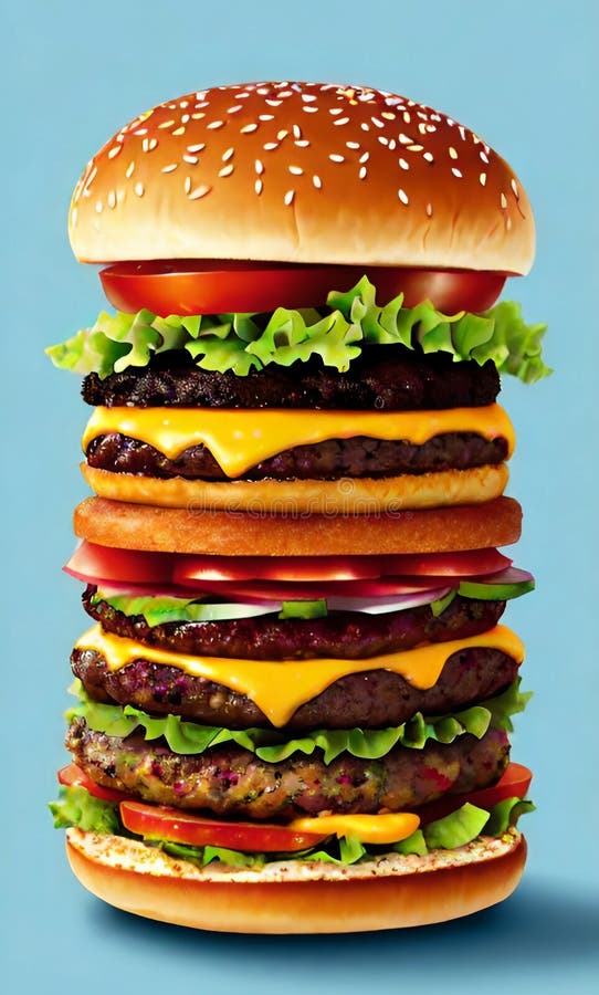 Heaps of Multi-layered Burgers that are so Delicious and Tempting Stock ...