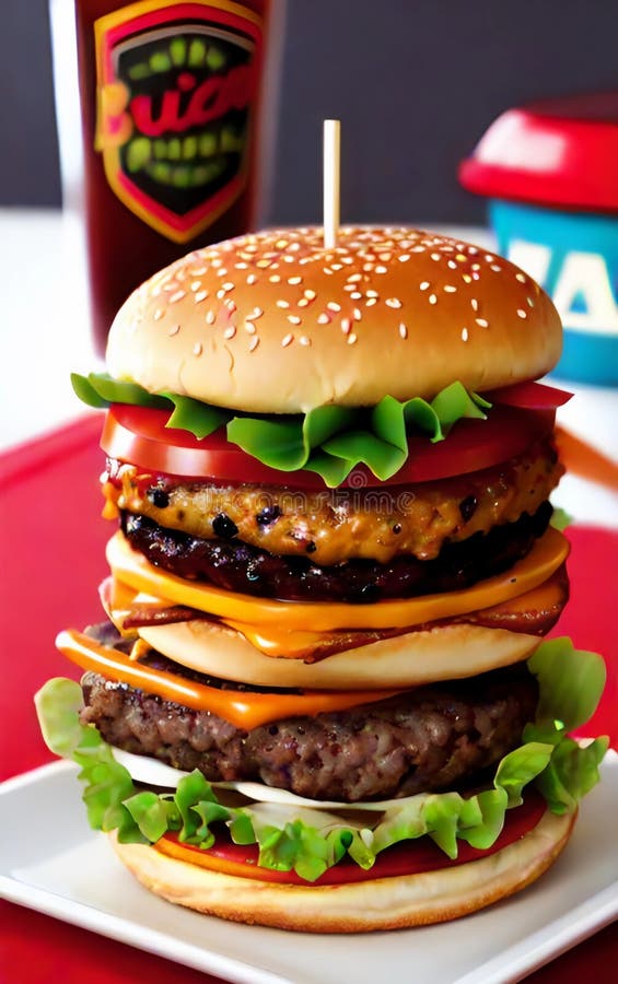 Heaps of Multi-layered Burgers that are so Delicious and Tempting Stock ...