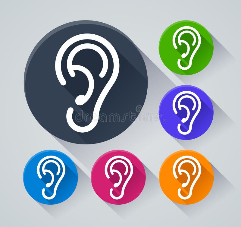 Hear Circle Icons with Shadow Stock Vector - Illustration of symbol ...
