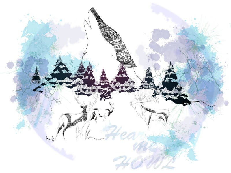 Hear me howl stock vector. Illustration of backgrounds - 144672087