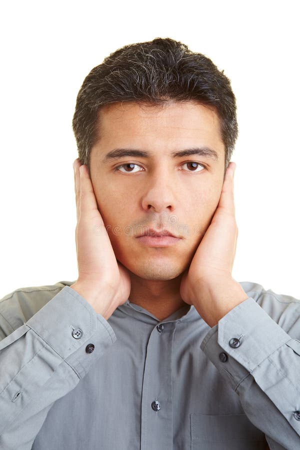 Hear nothing stock image. Image of cover, coward, ears - 10338651