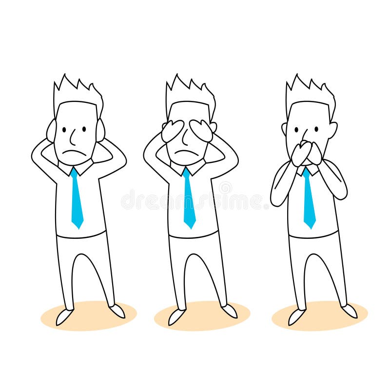 Hear, See,speak No Evil Cartoon Stock Illustration - Illustration of ...