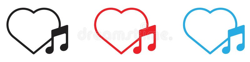 Heard Heart Note Icon Vector Logo Set Collection for Web App Ui Stock ...