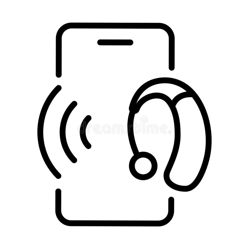 Hearing Aid Control from the Smartphone, Linear Icon. Hearing ...
