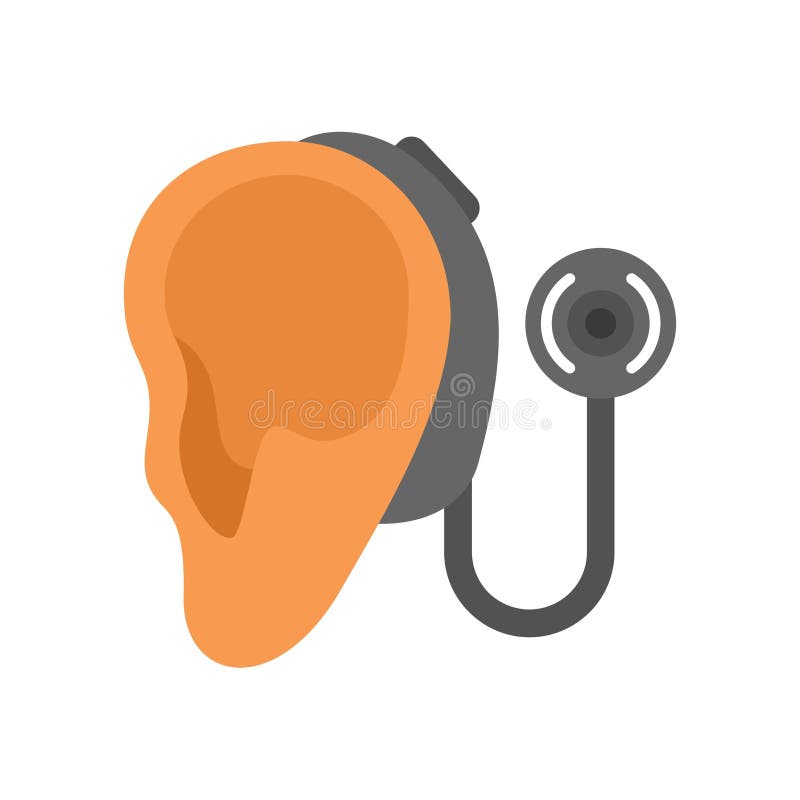 Hearing Aid Device Helping Ear with Sound Waves Stock Illustration ...