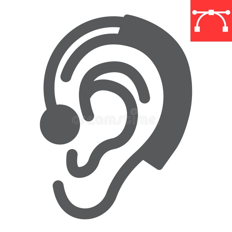 Hearing Aid Glyph Icon, Disability and Deafness, Ear Sign Vector ...