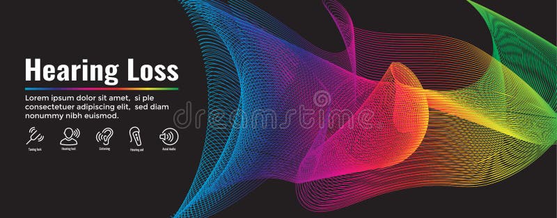 Hearing Aid or Loss Web Header Banner W Sound Wave Images Set Stock ...