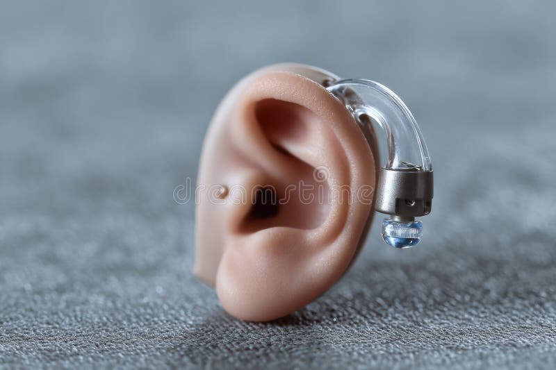 Hearing Aid Positioned Next To a Macro View of an Ear Showcasing ...