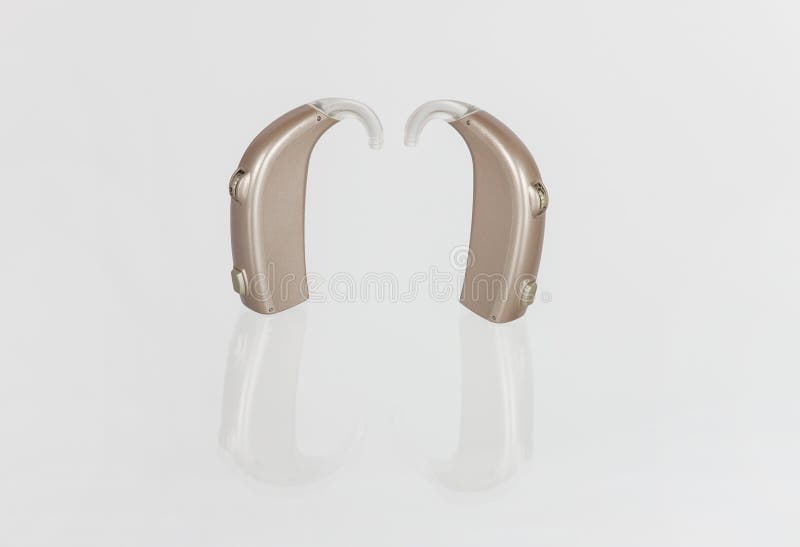 Pair Of BTE Hearing Aids- Front View Stock Image - Image of sound ...