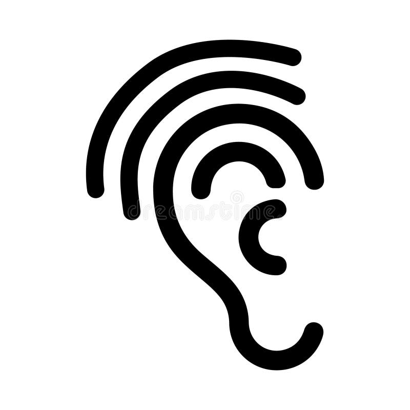 Hearing ear icon stock illustration. Illustration of white - 359313324