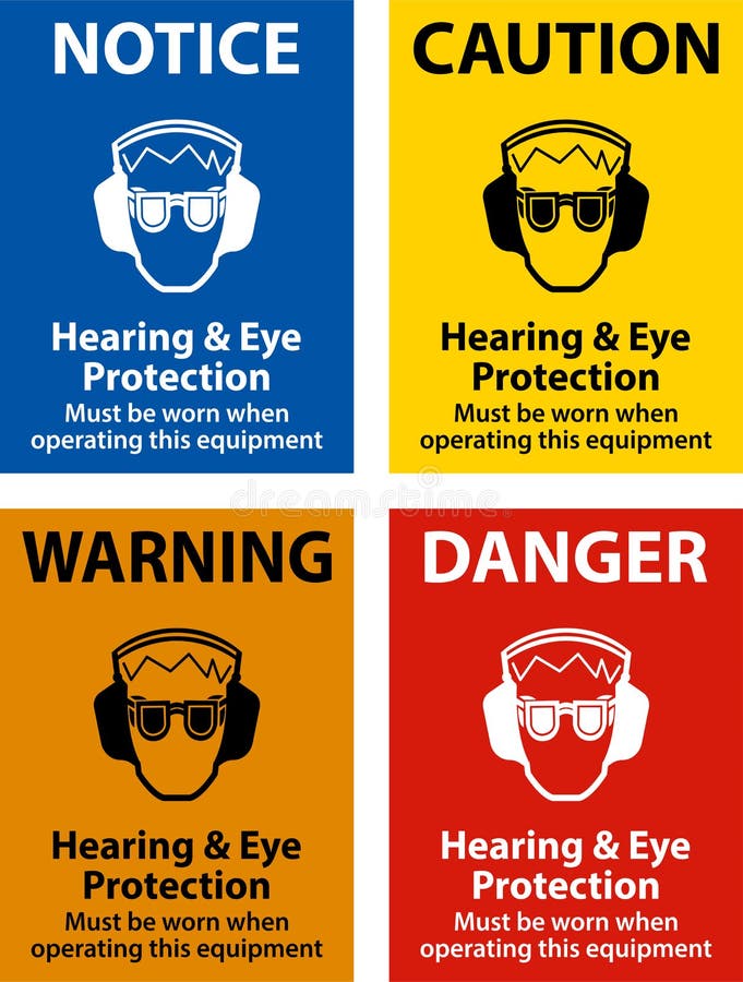 Hearing and Eye Protection Sign on White Background Stock Vector ...