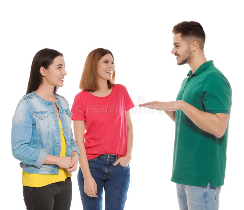 Hearing Impaired Friends Using Sign Language for Communication Stock ...