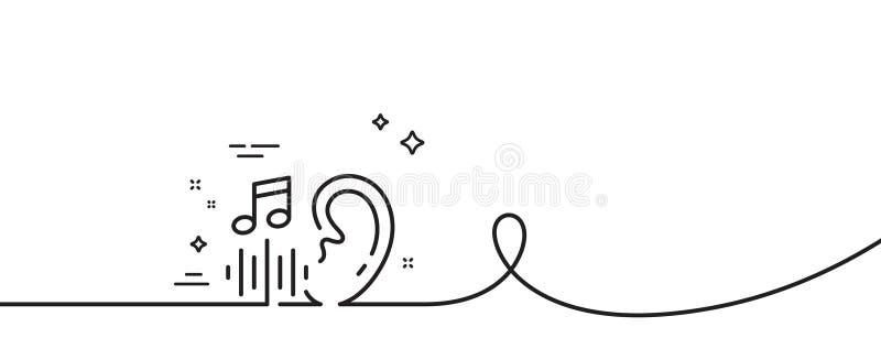 Hearing Line Icon. Audio Message Sign. Continuous Line with Curl ...