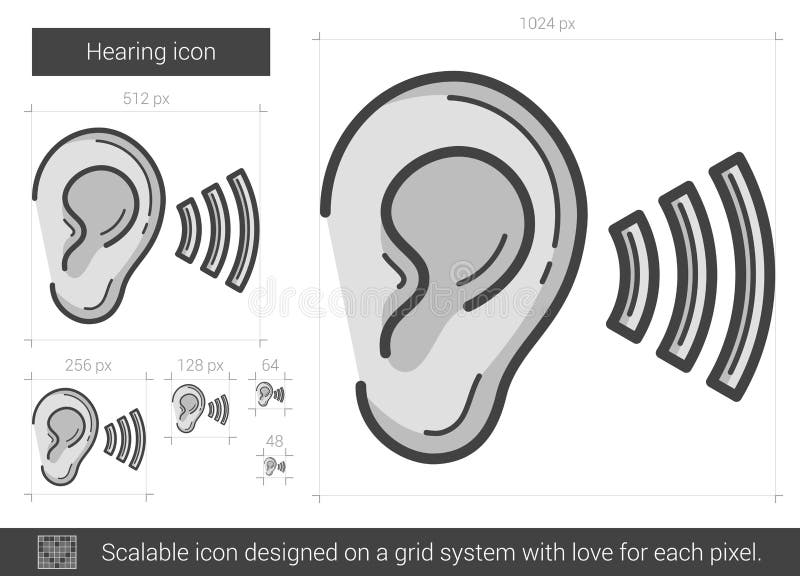 Hearing line icon. stock vector. Illustration of deaf - 83922737