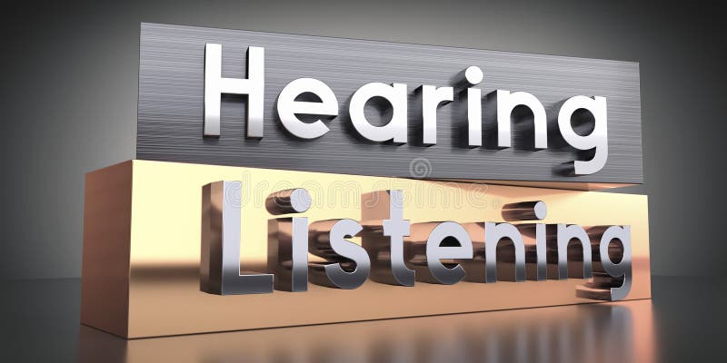 Hearing, Listening - Words on Metal Blocks Stock Illustration ...