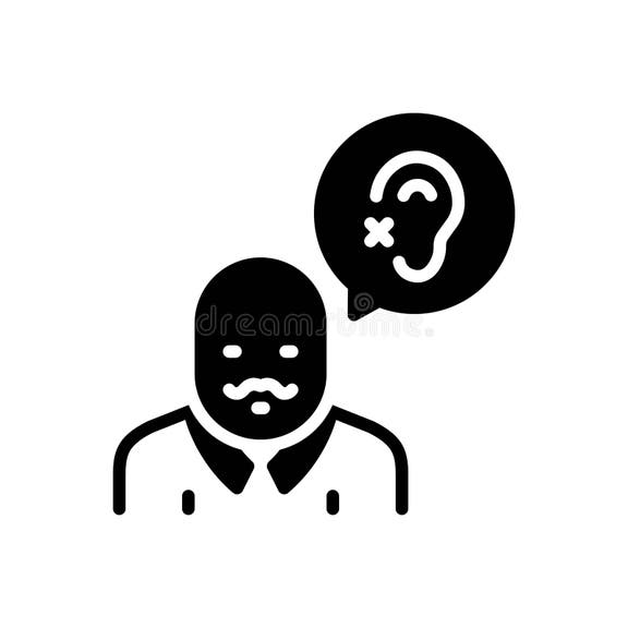 Black Solid Icon for Hearing Loss, Hearing and Deaf Stock Illustration ...
