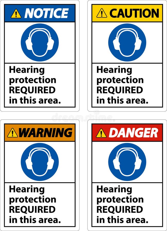 Hearing Protection Required Sign on White Background Stock Vector ...