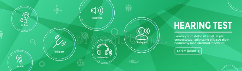 Hearing Test W Hearing Aid or Loss / Sound Wave Images Set Web H Stock ...