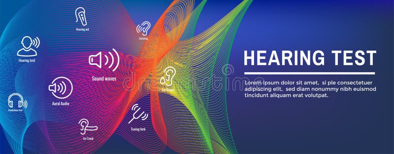 Hearing Test Web Header Banner - Sound Wave Images Set Stock Vector ...