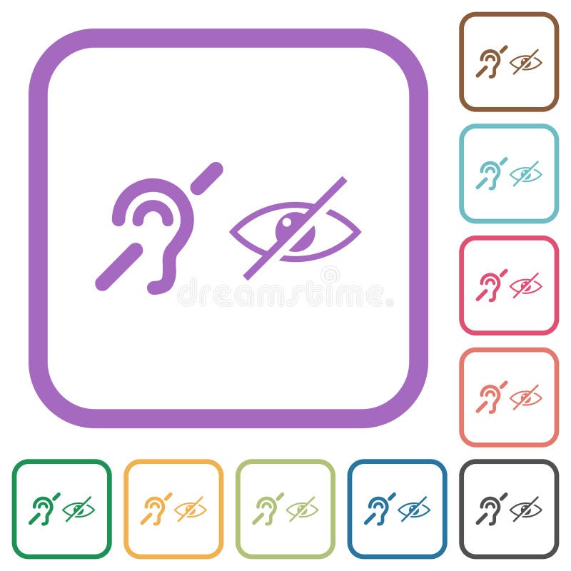 Hearing and Visually Impaired Symbols Round Flat Multi Colored Icons ...