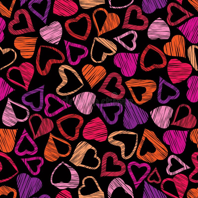 Valentine Theme Seamless Background, Hearts Seamless Pattern, Vector ...