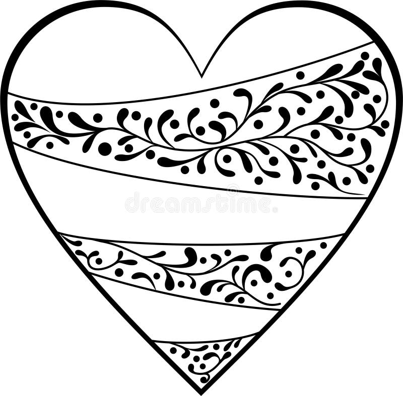 Beautiful Heart Contour Drawn by Hand Stock Vector - Illustration of ...