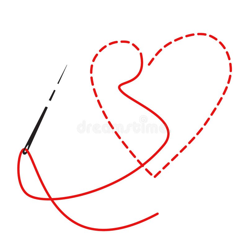 Valentine Heart Sewn Heart Vector Stitchwork Vector Stock Vector ...