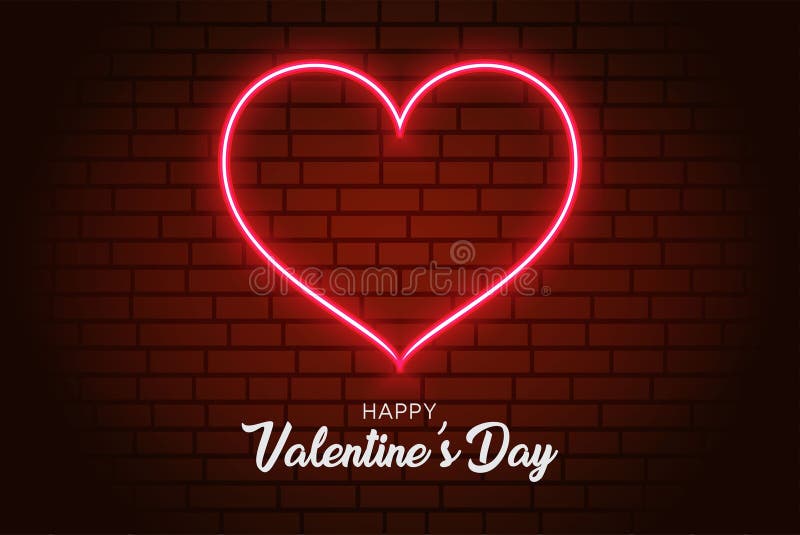 Valentines Day Red Neon Heart Shape, Red Hear Shape with Text Stock ...