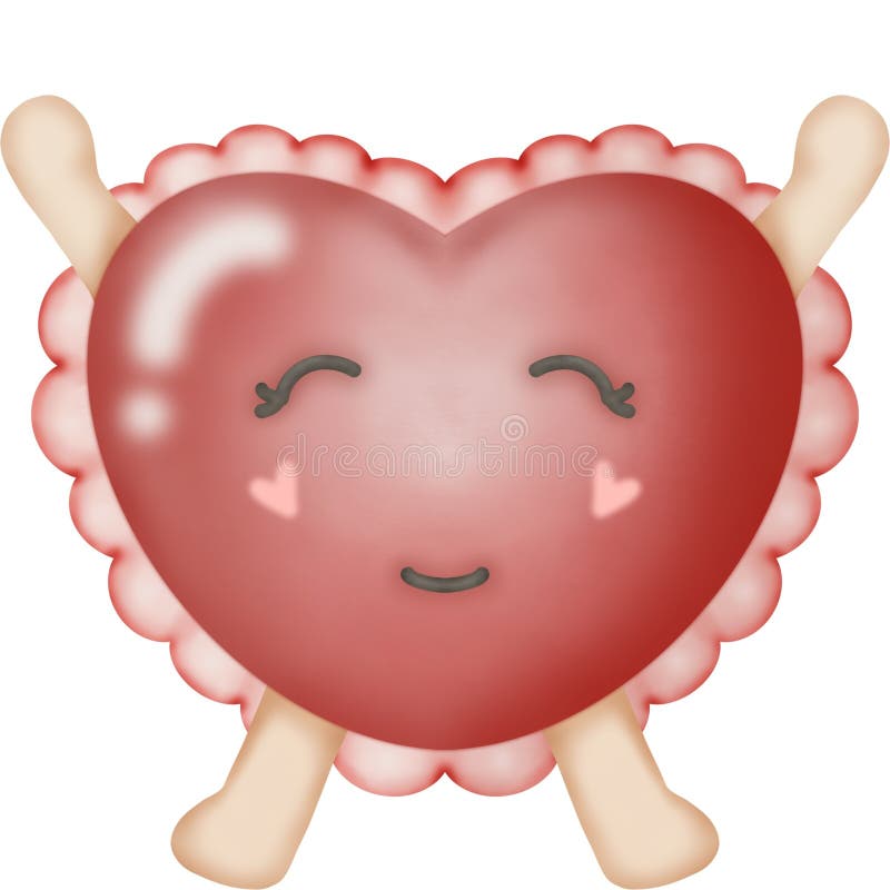 Red Heart Cartoon Character Hand Drawn. Stock Illustration ...