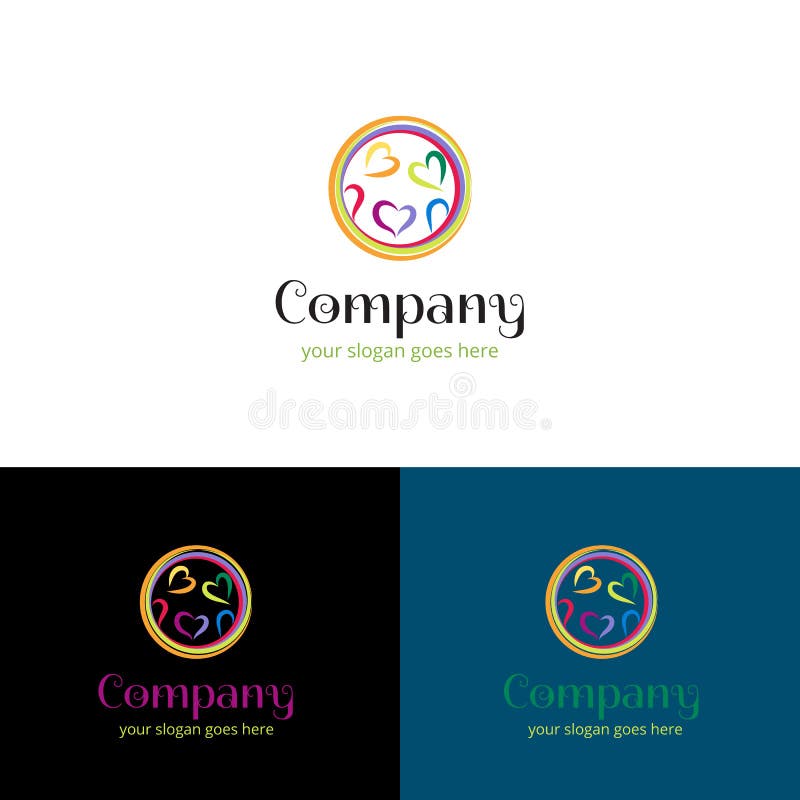 Heart Abstract Logo Design. Multiple Hearts Inside a Circle Logo Design ...