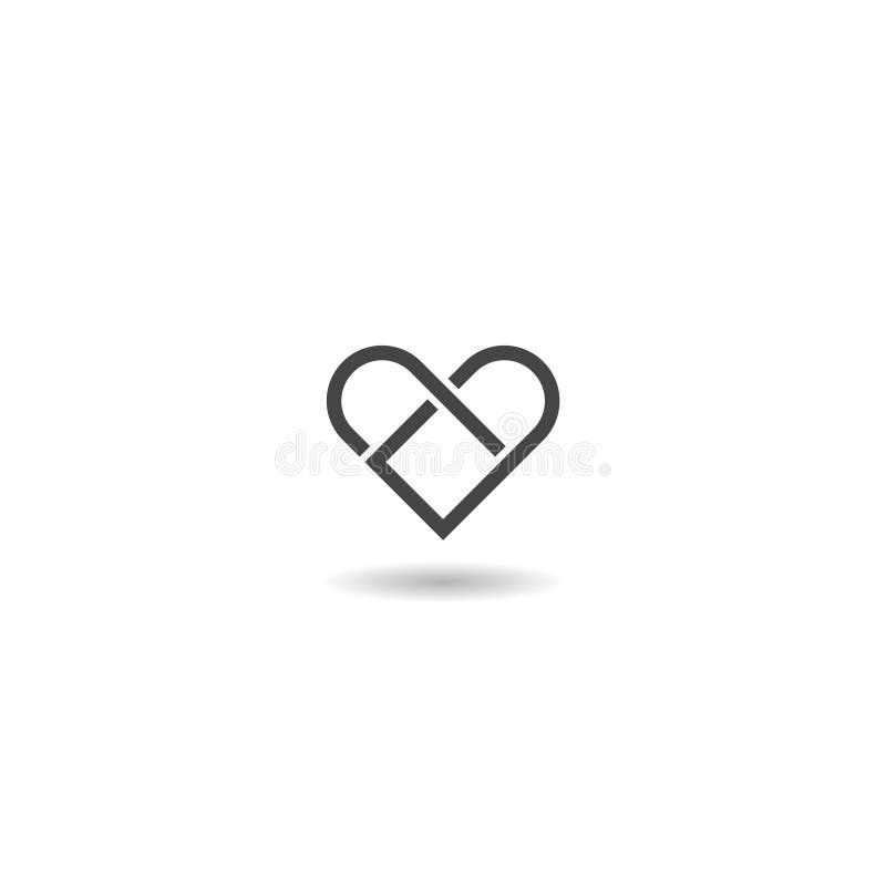 Heart Abstract Logo Icon with Shadow Stock Vector - Illustration of ...