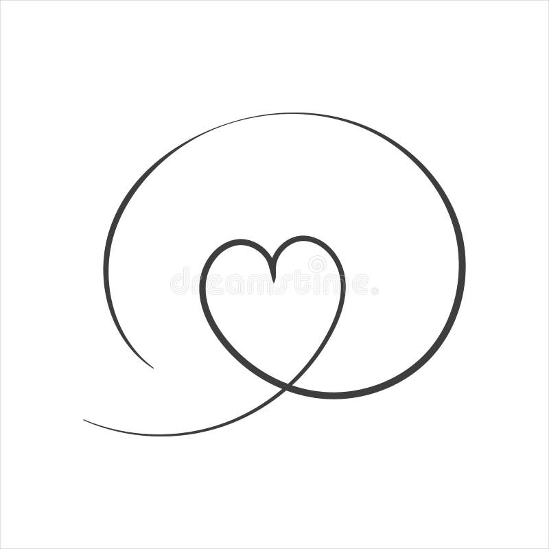Continuous One Line Drawing Of Heart Isolated On White Background