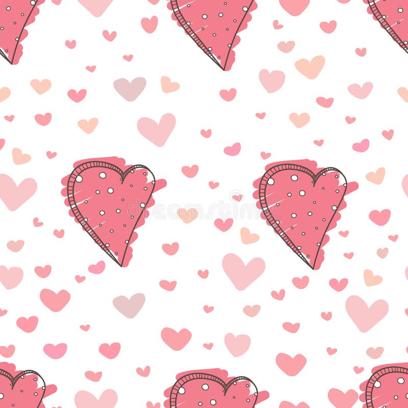 Heart Abstract Pattern Background, Love Doodle Style Pattern. Stock ...