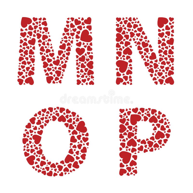 Heart Alphabet Font stock vector. Illustration of type - 40188401