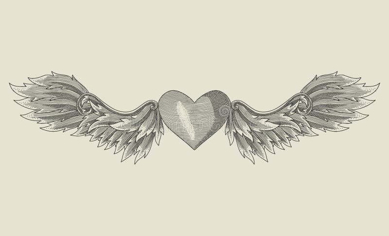 Heart with Angel Wings. Vintage Vector Illustration Stock Vector ...