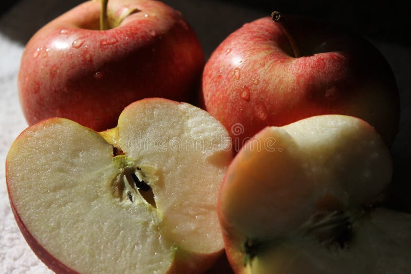 A Heart of Apple Split in Half Stock Photo - Image of split, healthy ...