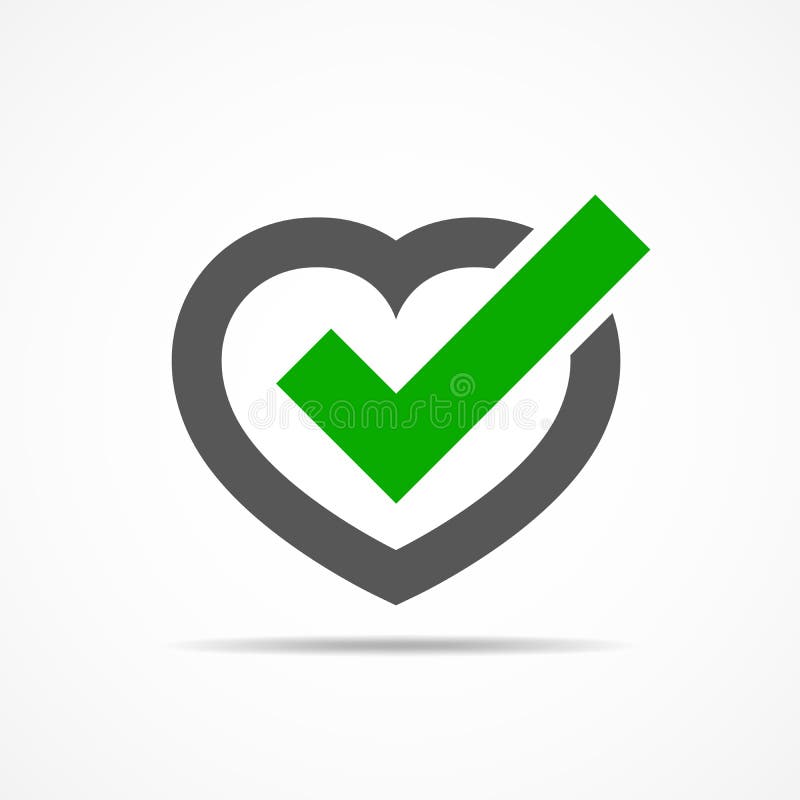 Heart with Check Mark is Cut from the Paper. Vector Illustration Stock ...