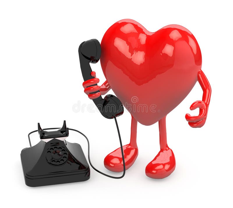 Phone Reciever and Cord As Heart. Love Hotline Concept Stock ...