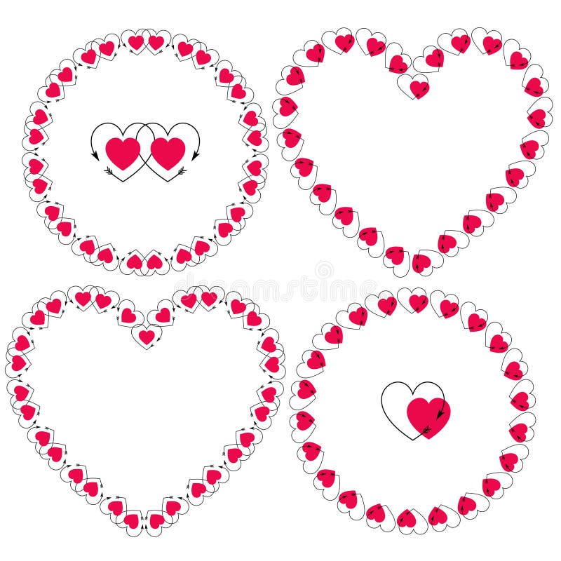 Interlocking Heart Frames Vector Clipart Stock Illustration - Illustration of greeting ...