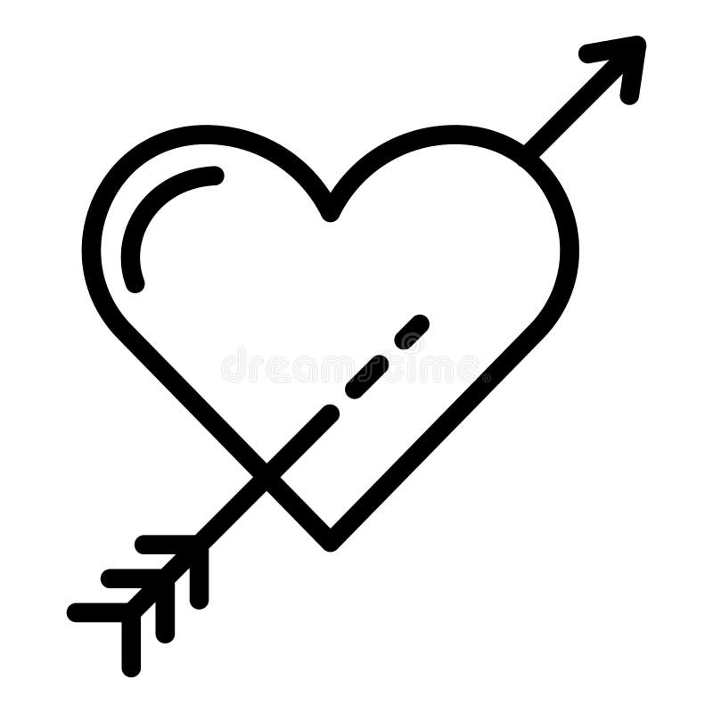 Heart Arrow Icon, Outline Style Stock Vector - Illustration of line ...