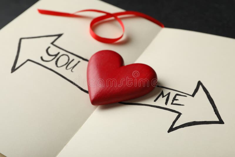 Heart between Arrows with Words YOU and ME Pointing in Different ...