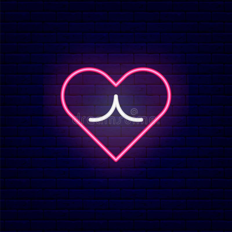 Heart With Buttocks Neon Icon Sex Shop Sign Night Bright Signboard Editable Stroke Vector